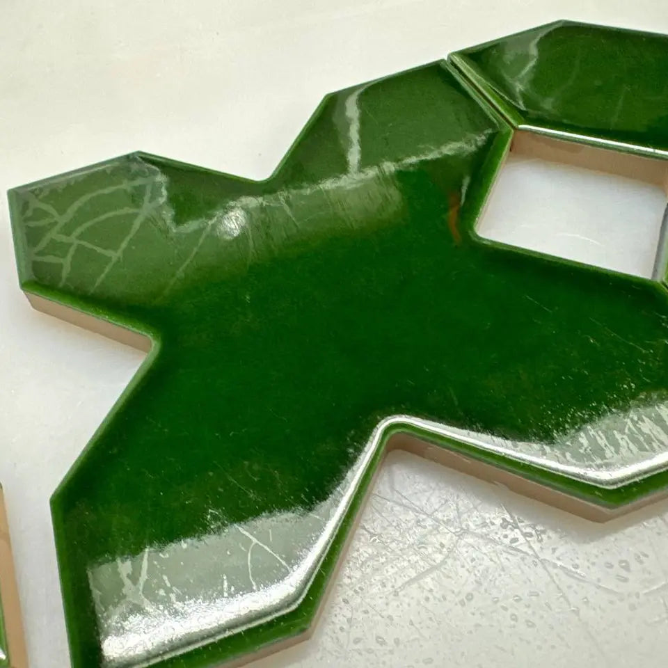 Santa Barbara Emerald Green Cross Ceramic Tile | Star and Cross Pattern ...