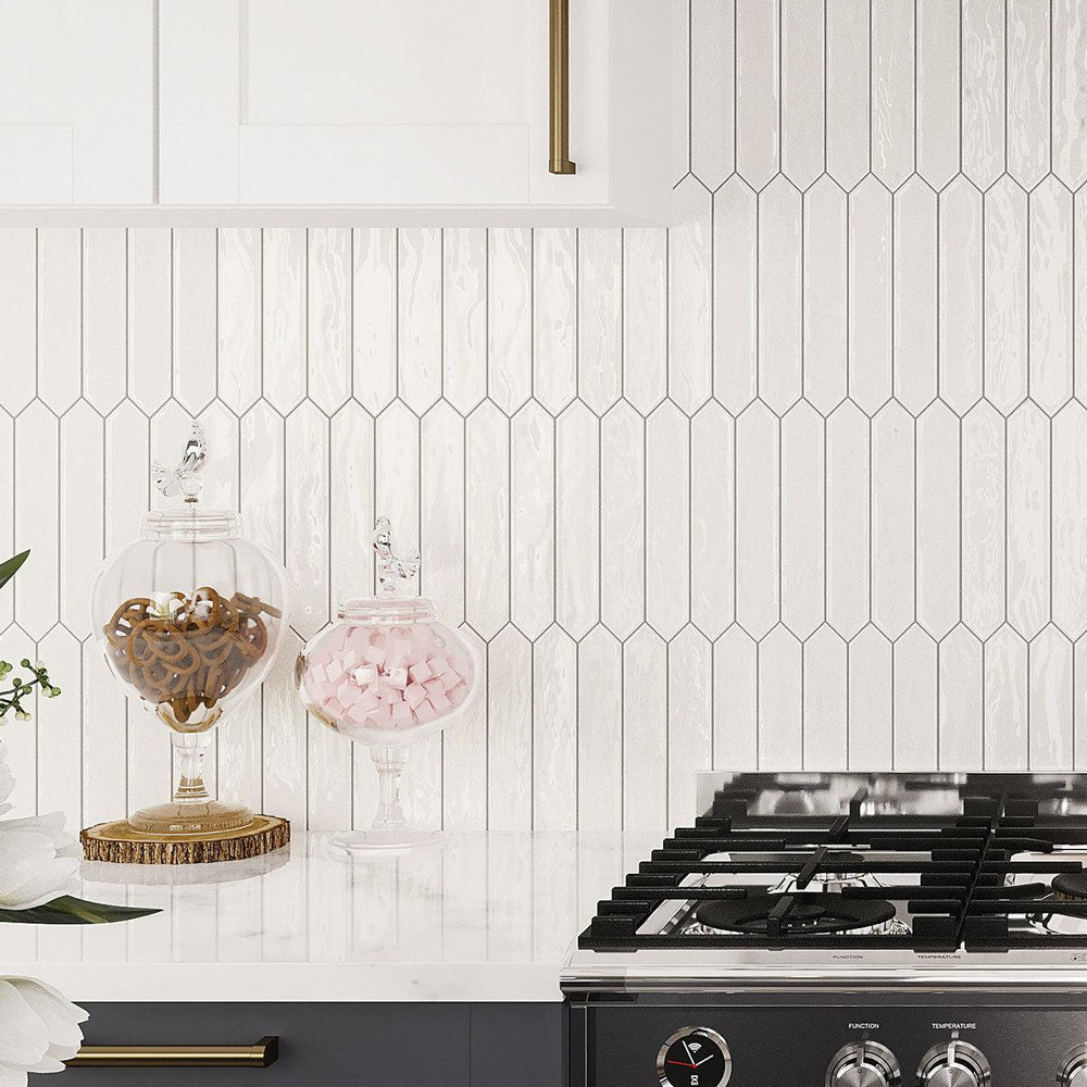 Picchetto White Gloss Ceramic Picket Tile | Tile Club