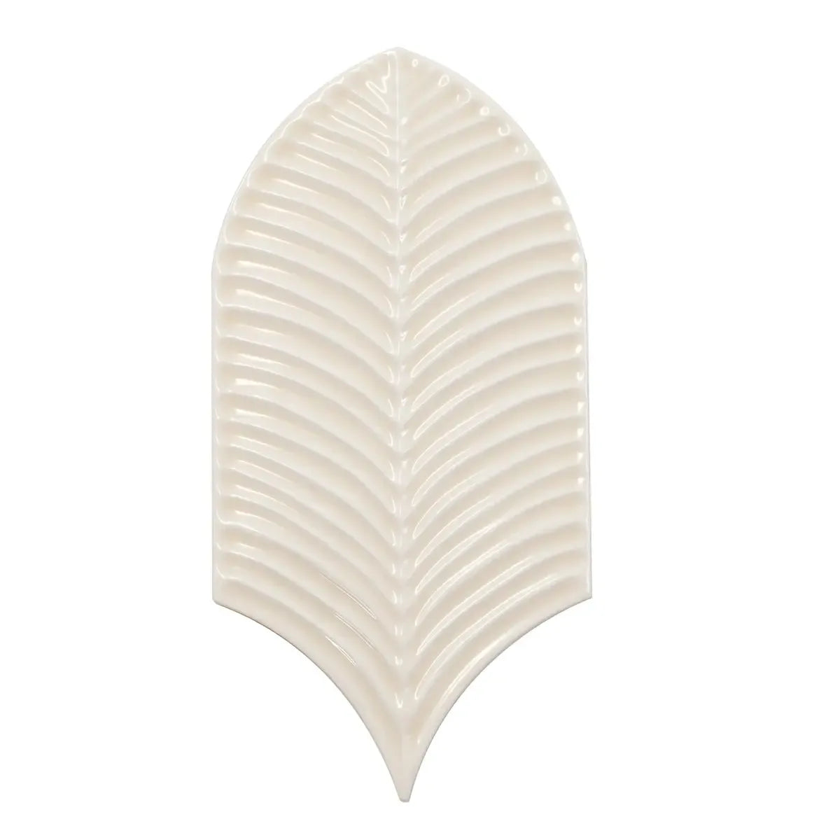 Plume Cream Feather Handmade Ceramic Tile | Tile Club