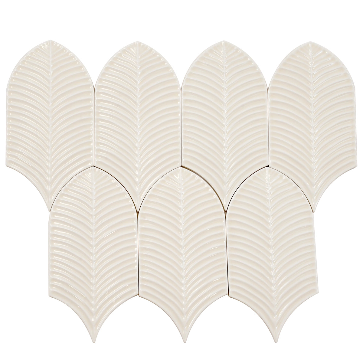 Plume Cream Feather Handmade Ceramic Tile | Tile Club