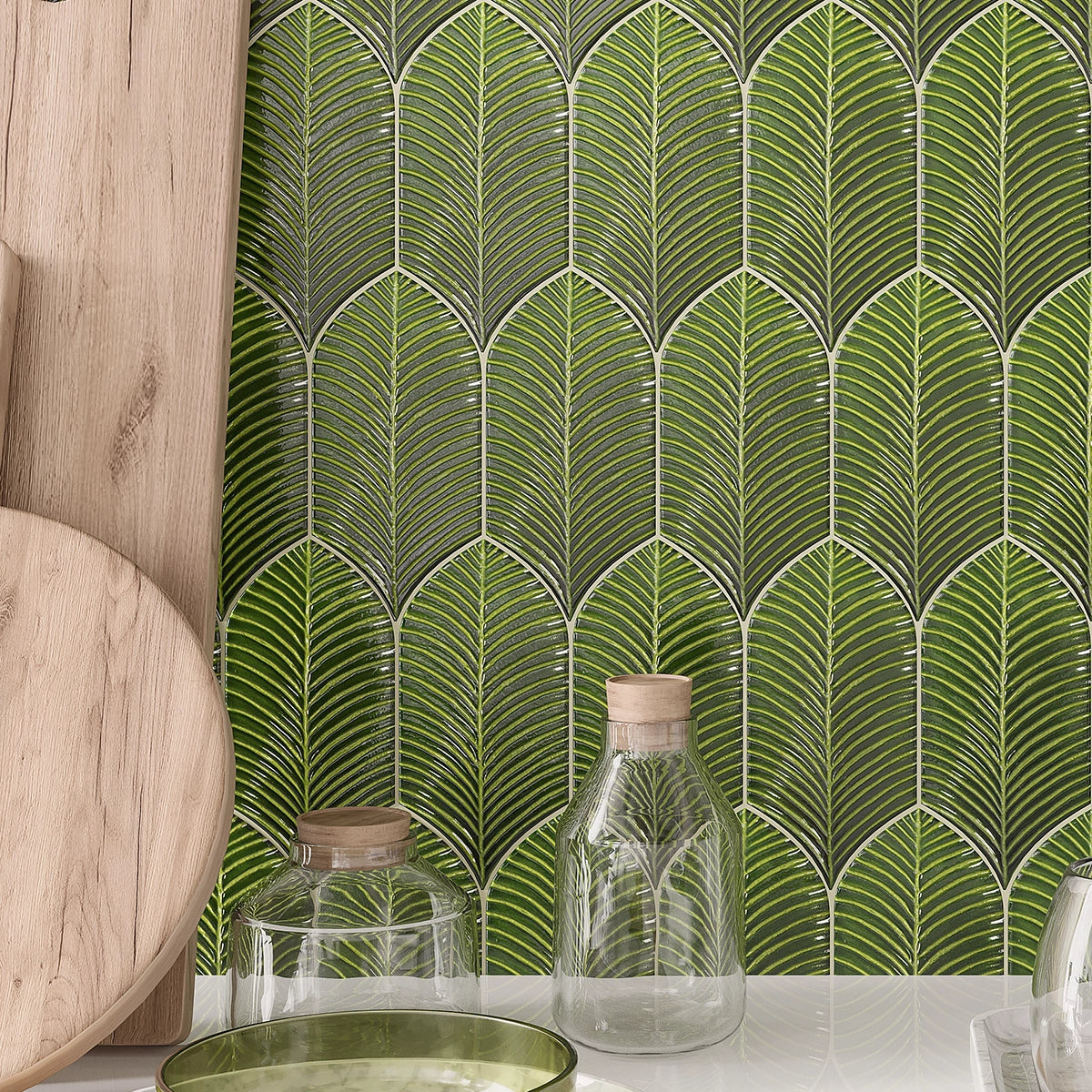 Plume Apple Feather Handmade Ceramic Tile | Tile Club
