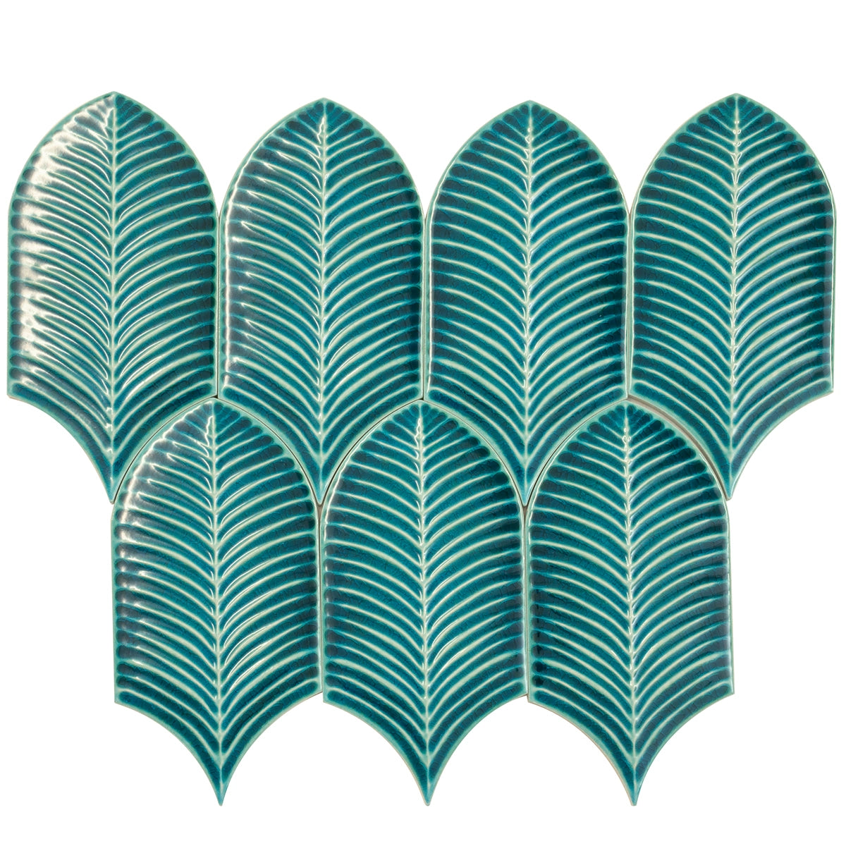 Plume Jade Feather Handmade Ceramic Tile | Tile Club