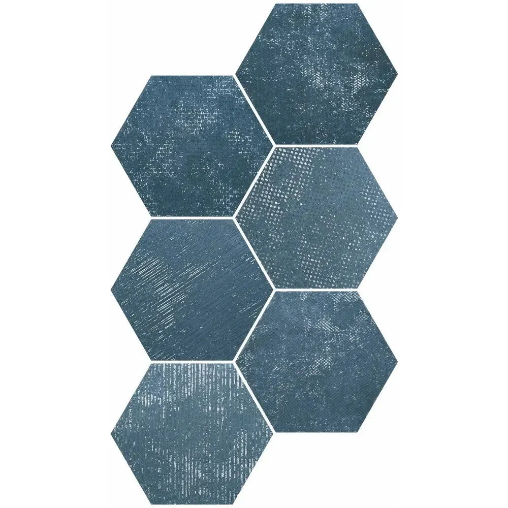 Portuguese Blue Dimension Hex Porcelain Tile | Colorful Backsplash ...