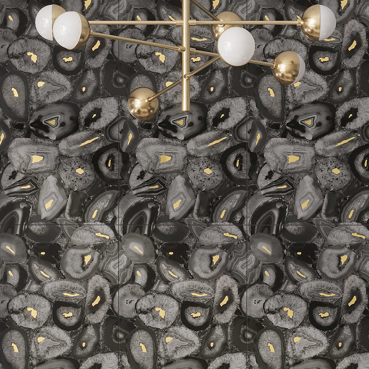 Preciosa Black Geode and Gold Porcelain Tile | Accent Wall Decor | Tile ...
