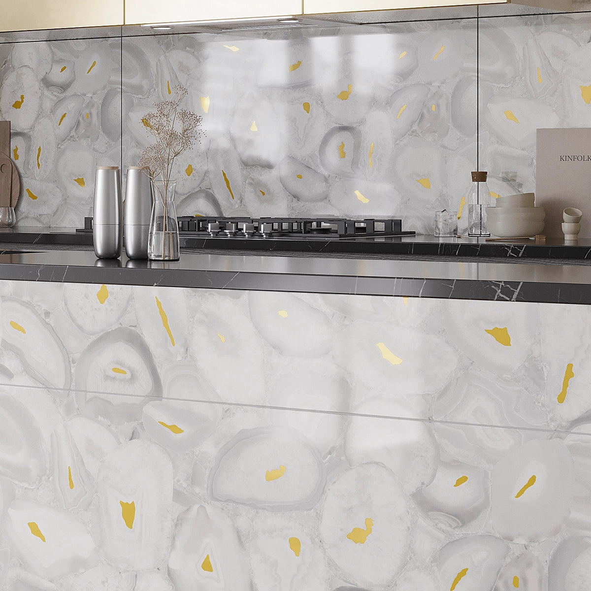 Preciosa White Geode and Gold Porcelain Tile | Accent Wall Decor | Tile ...