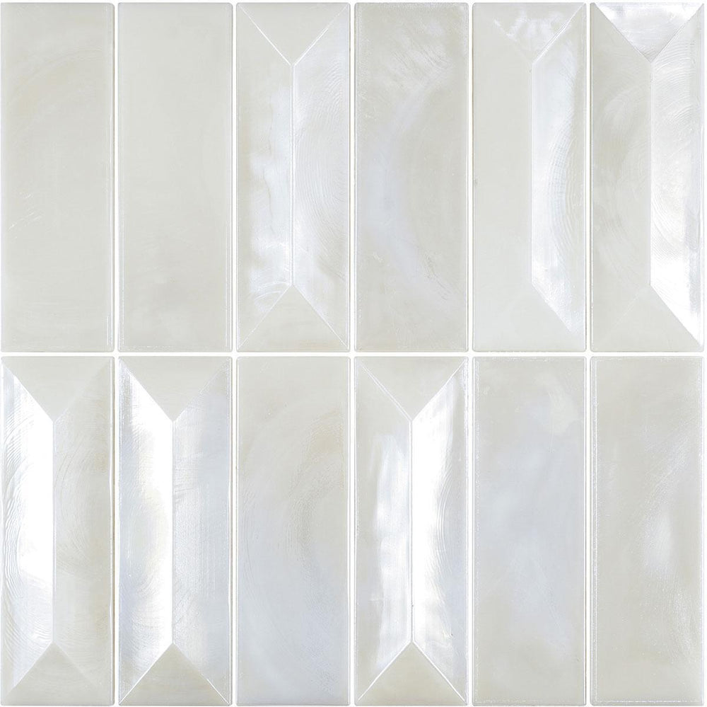 Prism Pearl Beveled Brick Glass Mosaic Tile