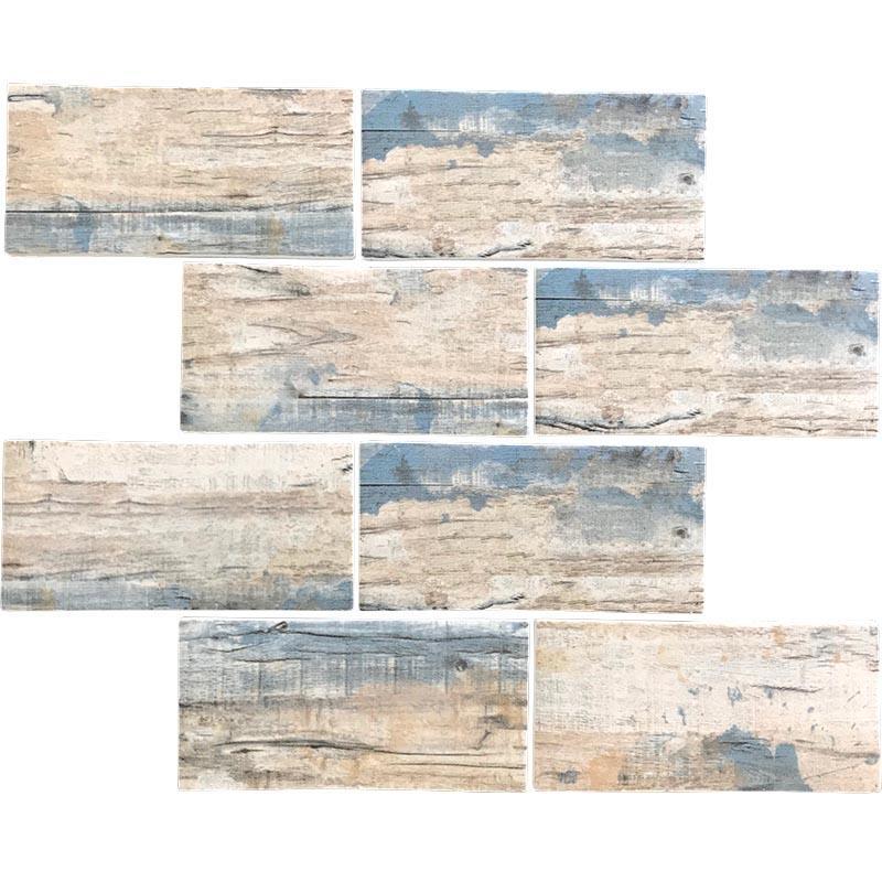 Recycled Glass Subway Mosaic Tile In Blue Wood Color | Sustainable Home
