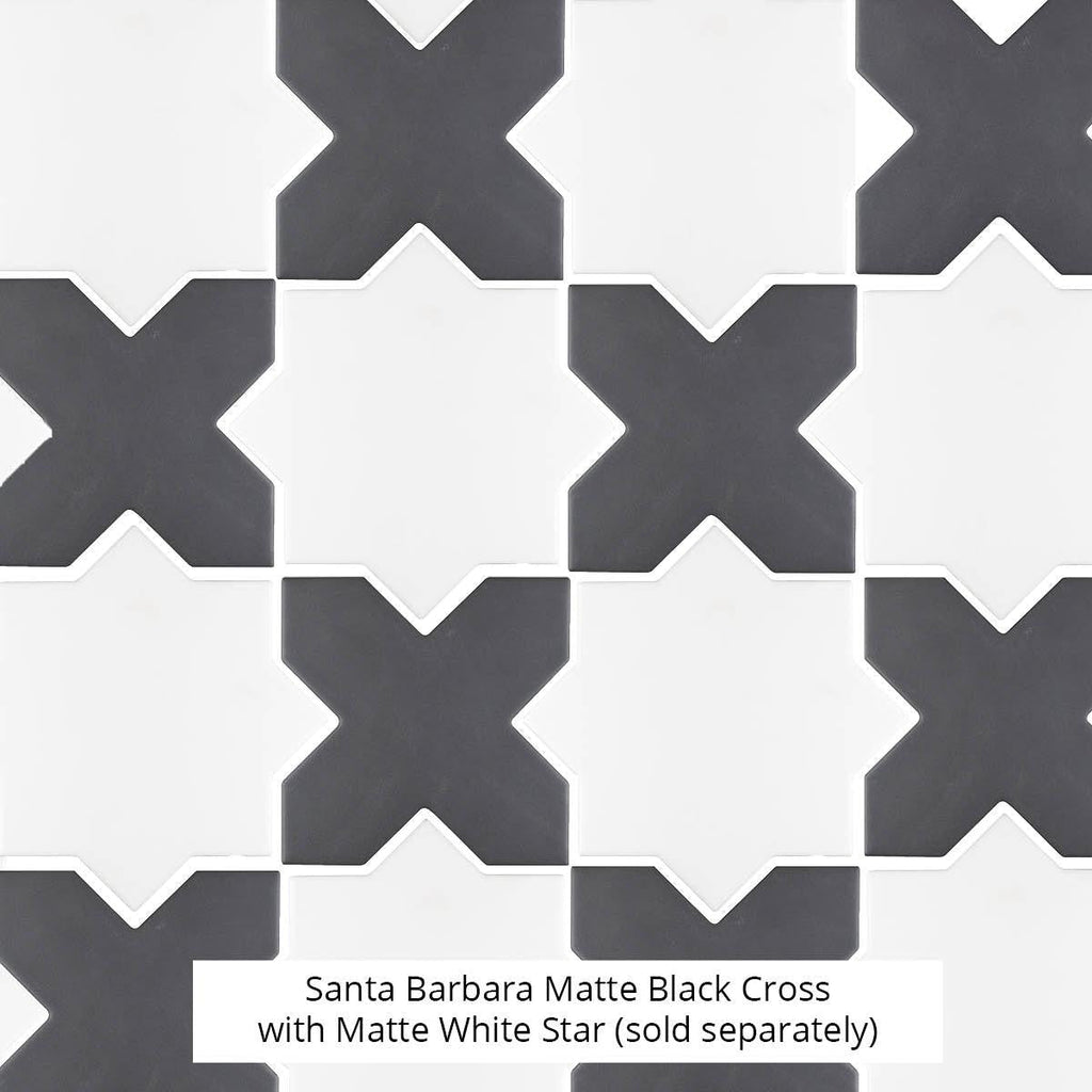Santa Barbara Black Cross Ceramic Tile | Star and Cross Pattern Tile ...