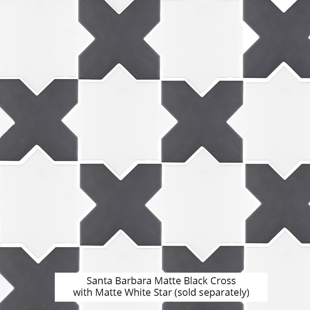Santa Barbara Matte White Star Ceramic Tile | Star and Cross Pattern Tile