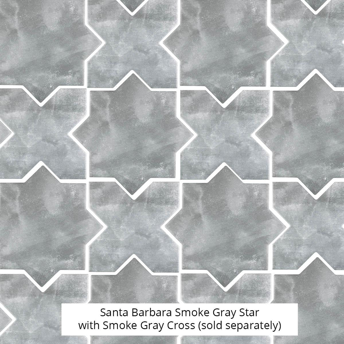 Santa Barbara Smoke Gray Cross Ceramic Tile | Star and Cross Pattern Tile