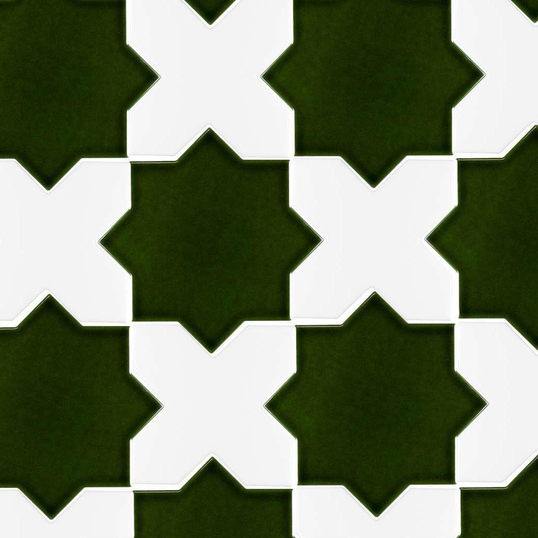Santa Barbara Glossy White Cross Ceramic Tile | Star and Cross Pattern ...