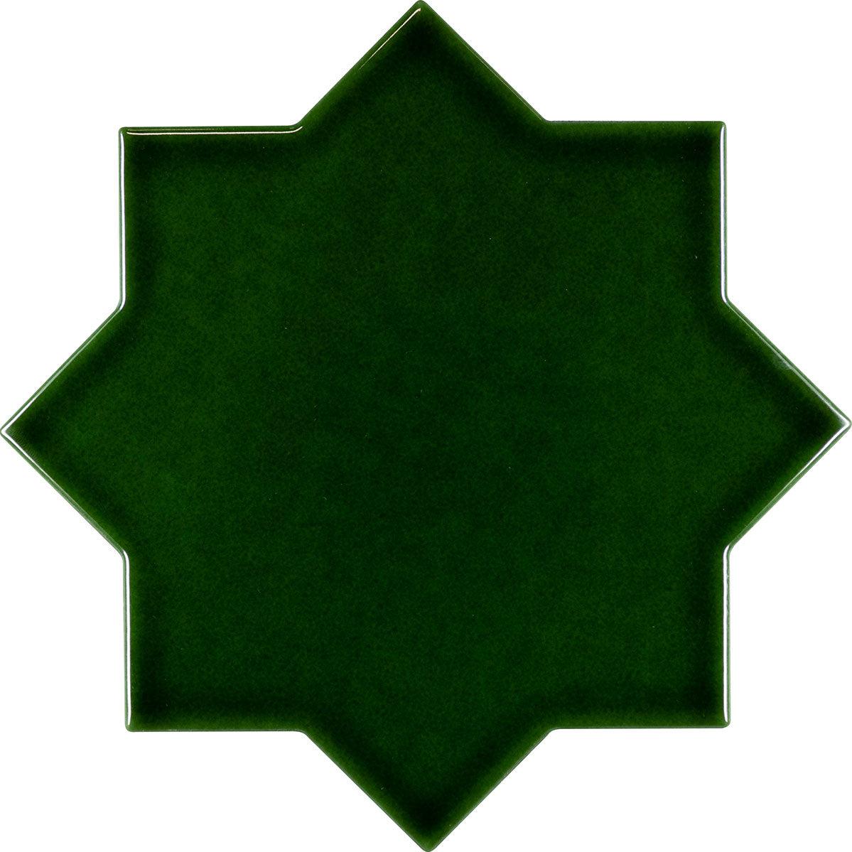 Santa Barbara Emerald Green Star Ceramic Tile | Star and Cross Pattern ...