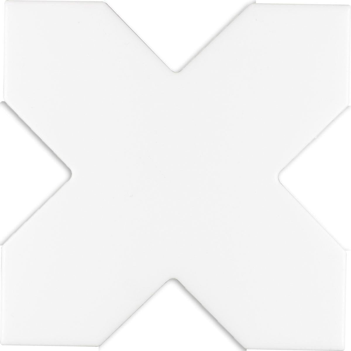 Santa Barbara Matte White Cross Ceramic Tile | Star and Cross Pattern Tile
