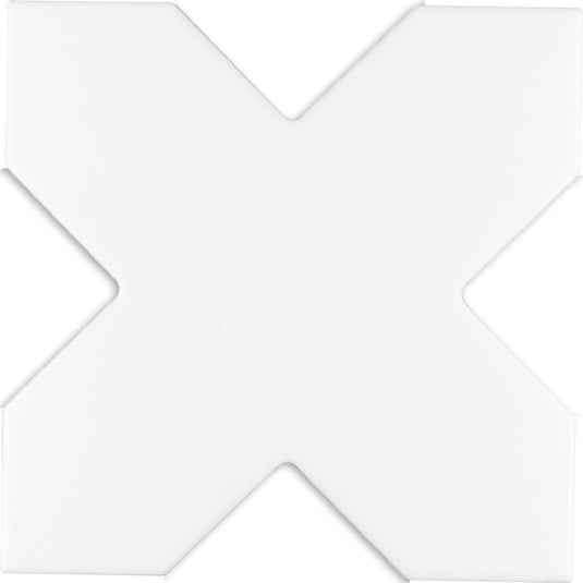 Santa Barbara Matte White Cross Ceramic Tile | Star and Cross Pattern Tile