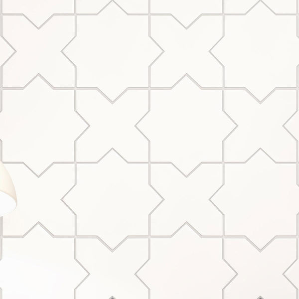Santa Barbara Matte White Cross Ceramic Tile | Star and Cross Pattern