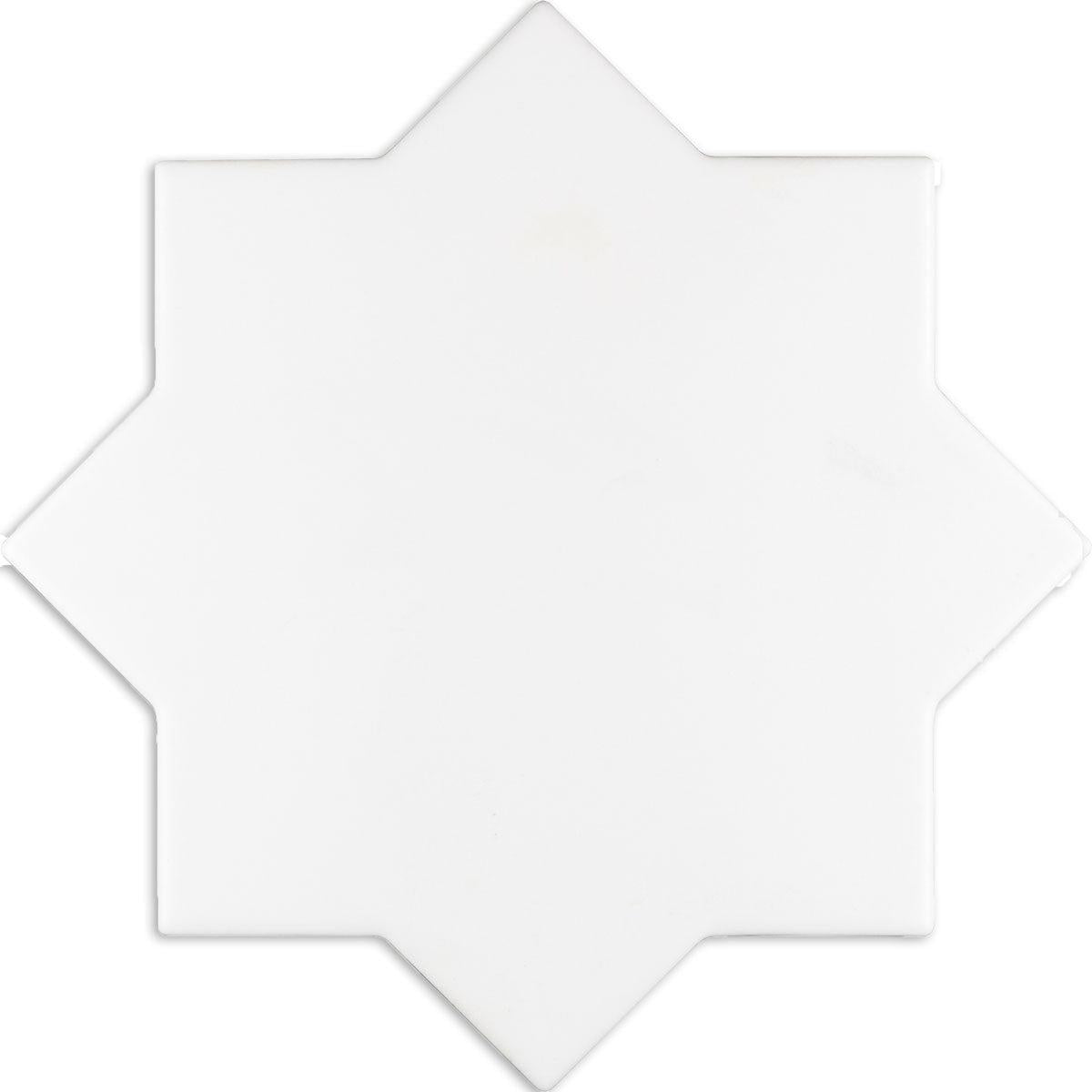 Santa Barbara Matte White Star Ceramic Tile | Star and Cross Pattern Tile
