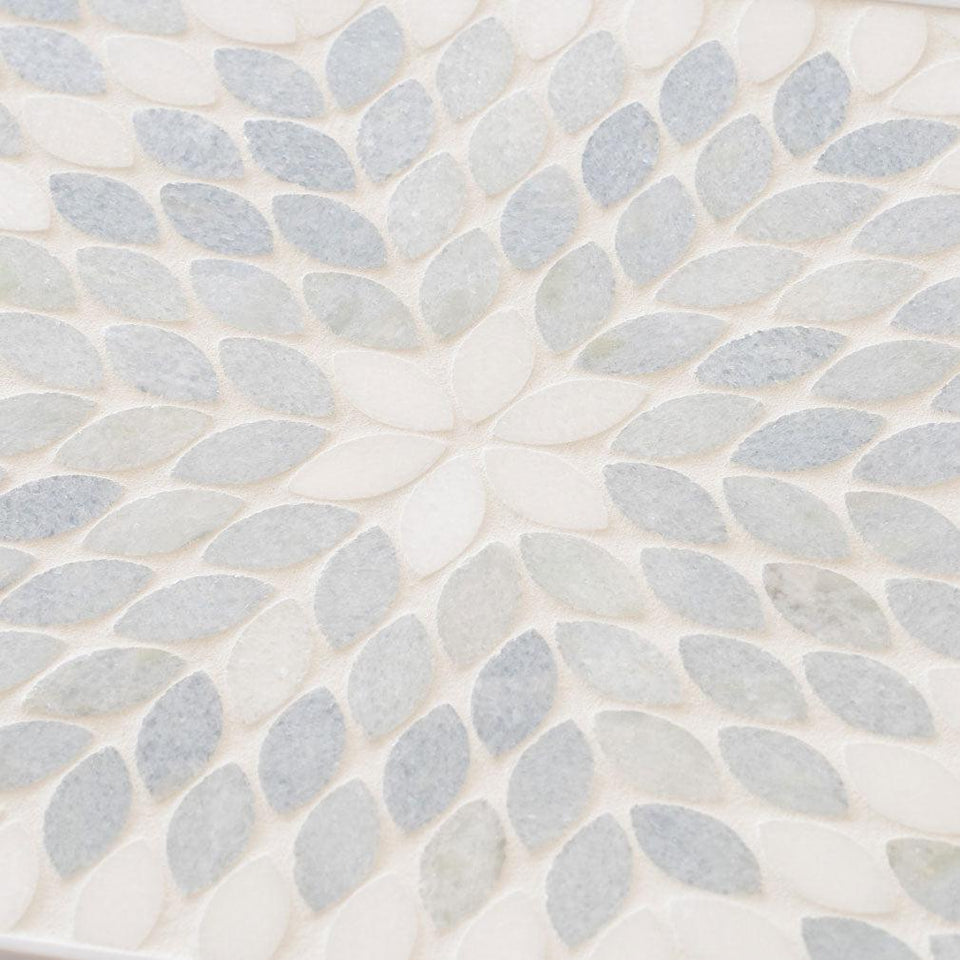 Santorini Blue & White Petals Marble Mosaic Tile Marble Mosaic Tile ...