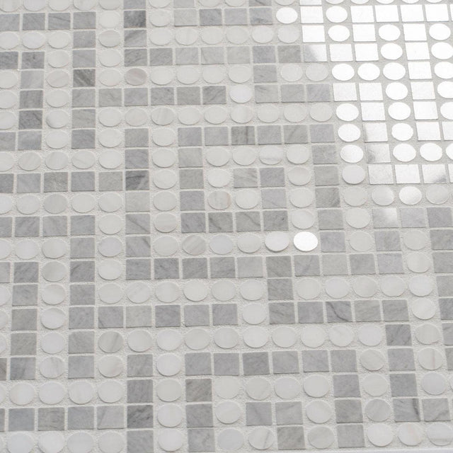 Santorini Gray Key Marble Mosaic Tile | Micromosaic Pattern – Tile Club