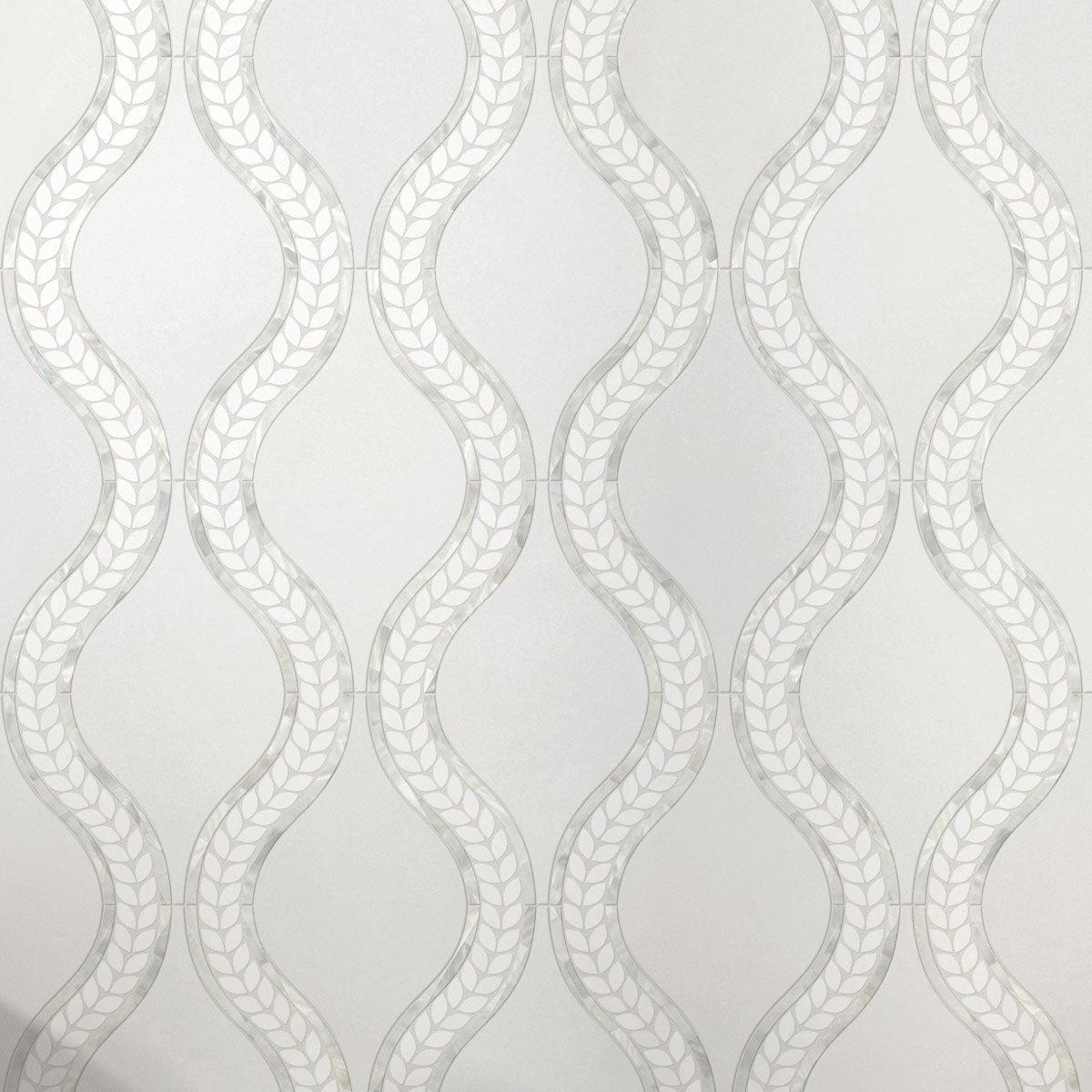 Santorini White Shell Laurel Marble Mosaic Tile | Tile Club
