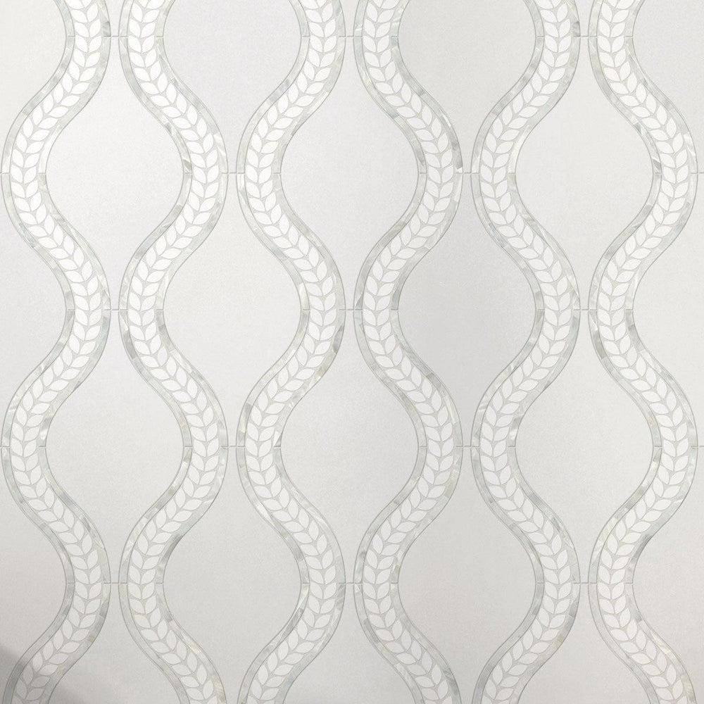 Santorini White Shell Laurel Marble Mosaic Tile | Tile Club