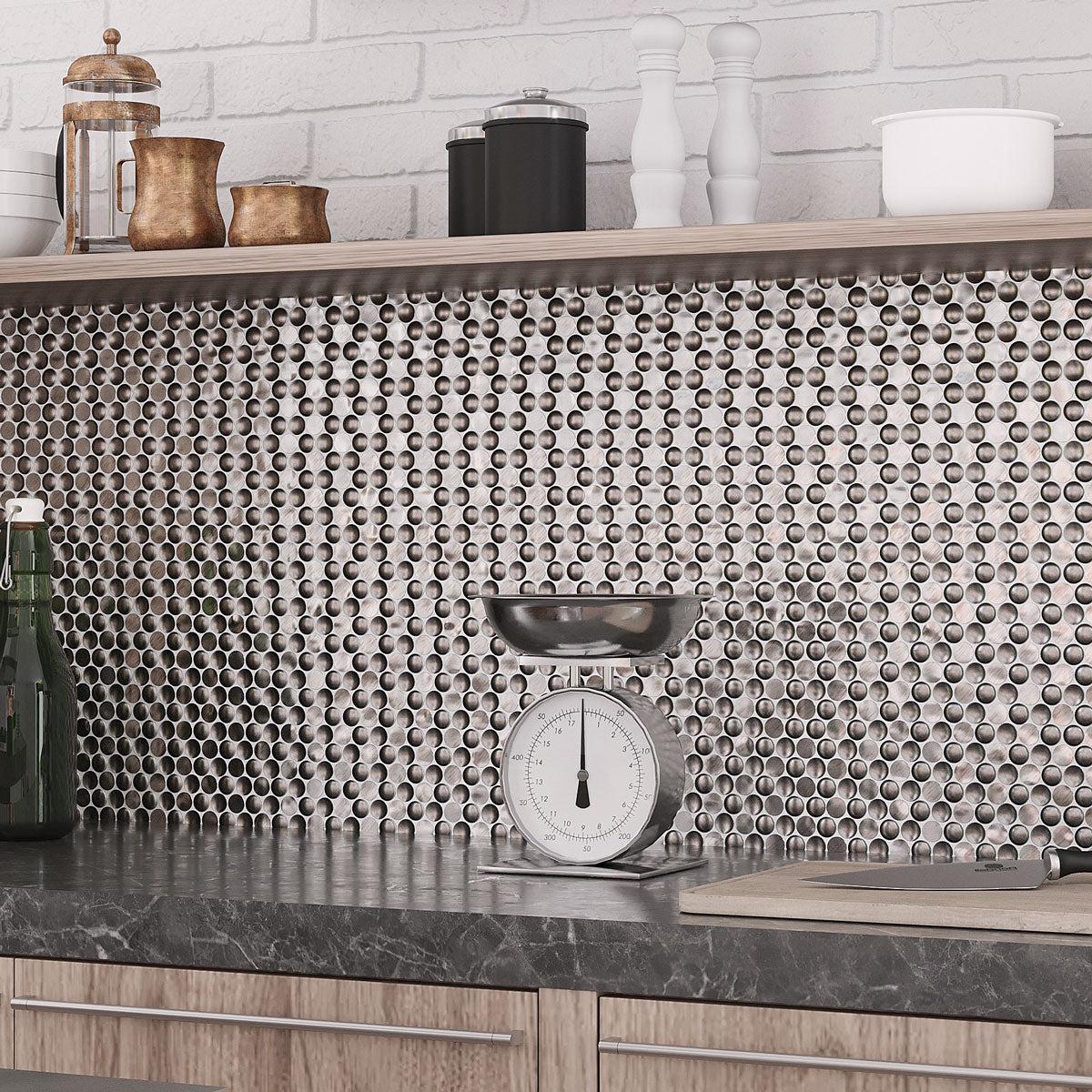 Stainless Steel Tile Backsplash A Contemporary Kitchen Featuring