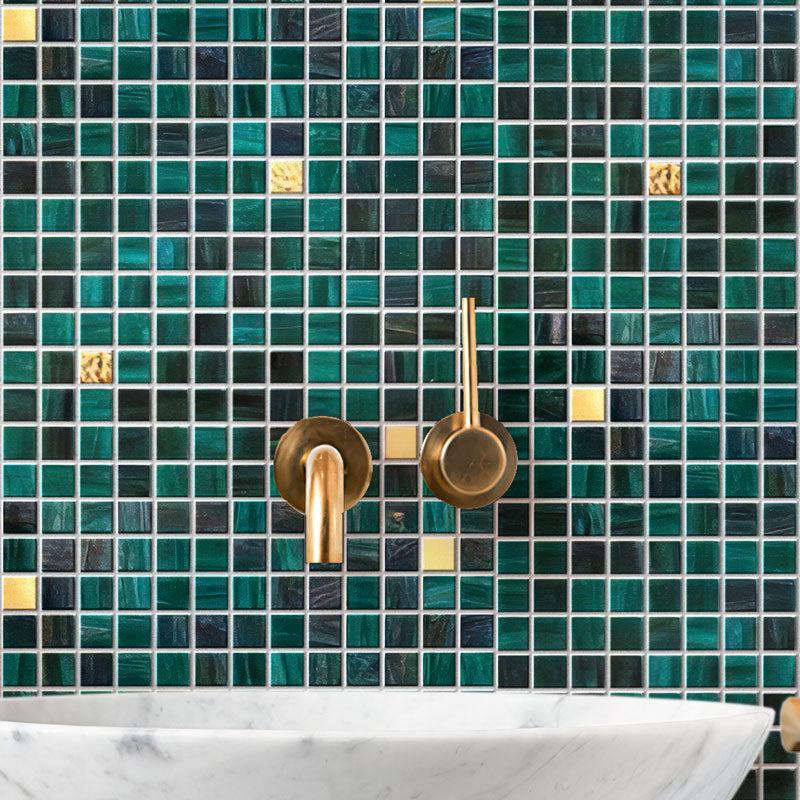 Starry Night Teal Mixed Squares Glass Tile | Tile Club