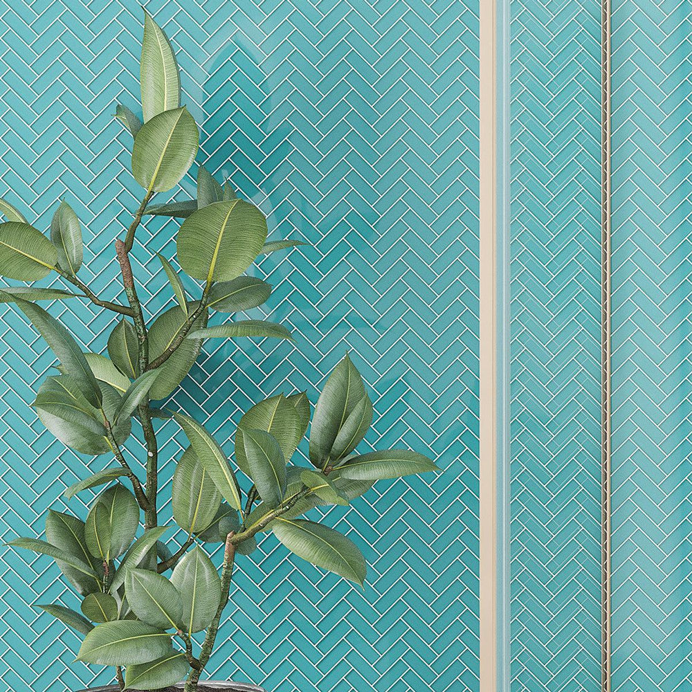 Turquoise Herringbone Glass Tile | Online Tile Store with Free Shipping ...