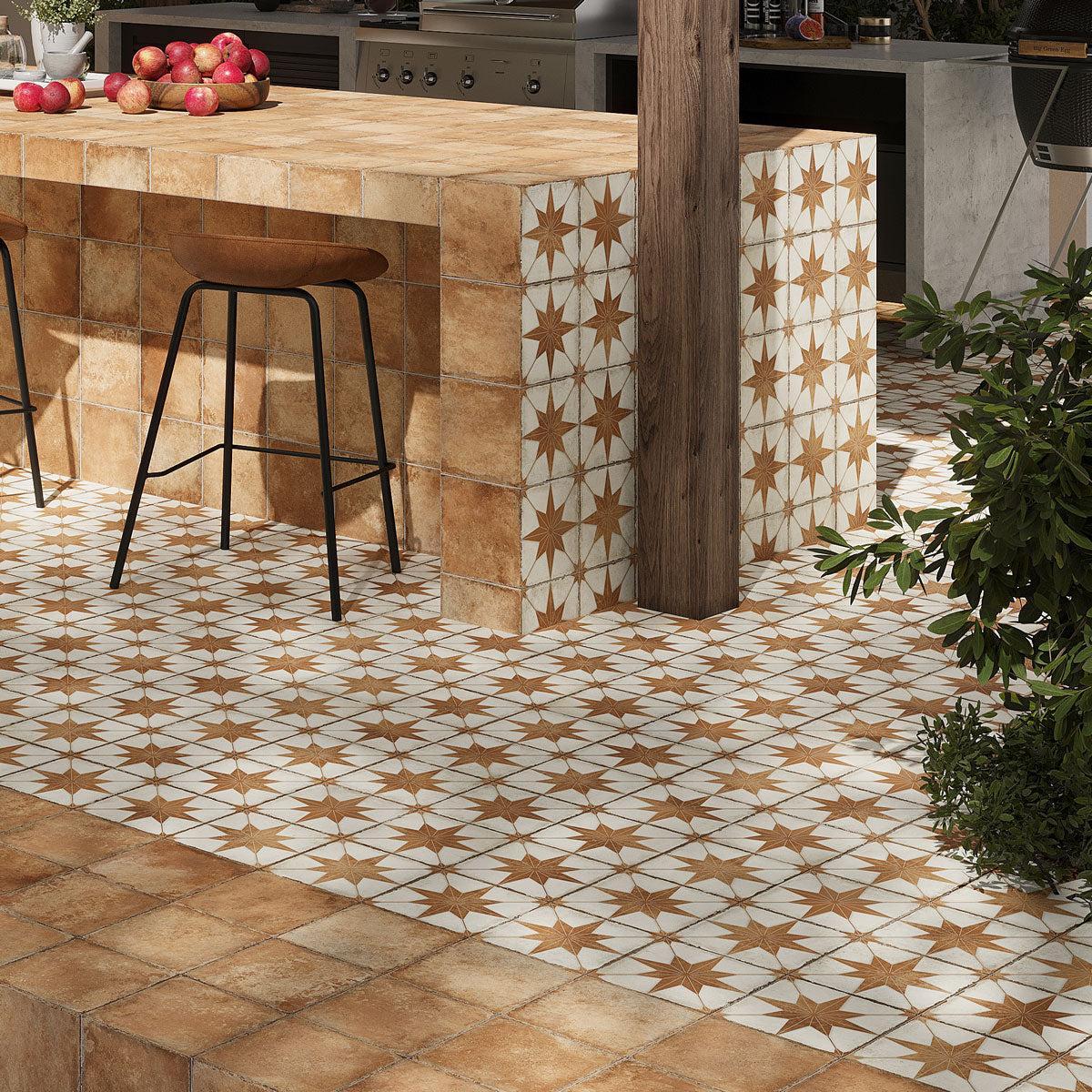 Ursa Terracotta Star 7.87 x 7.87 Porcelain Tile | Spanish Tile for ...